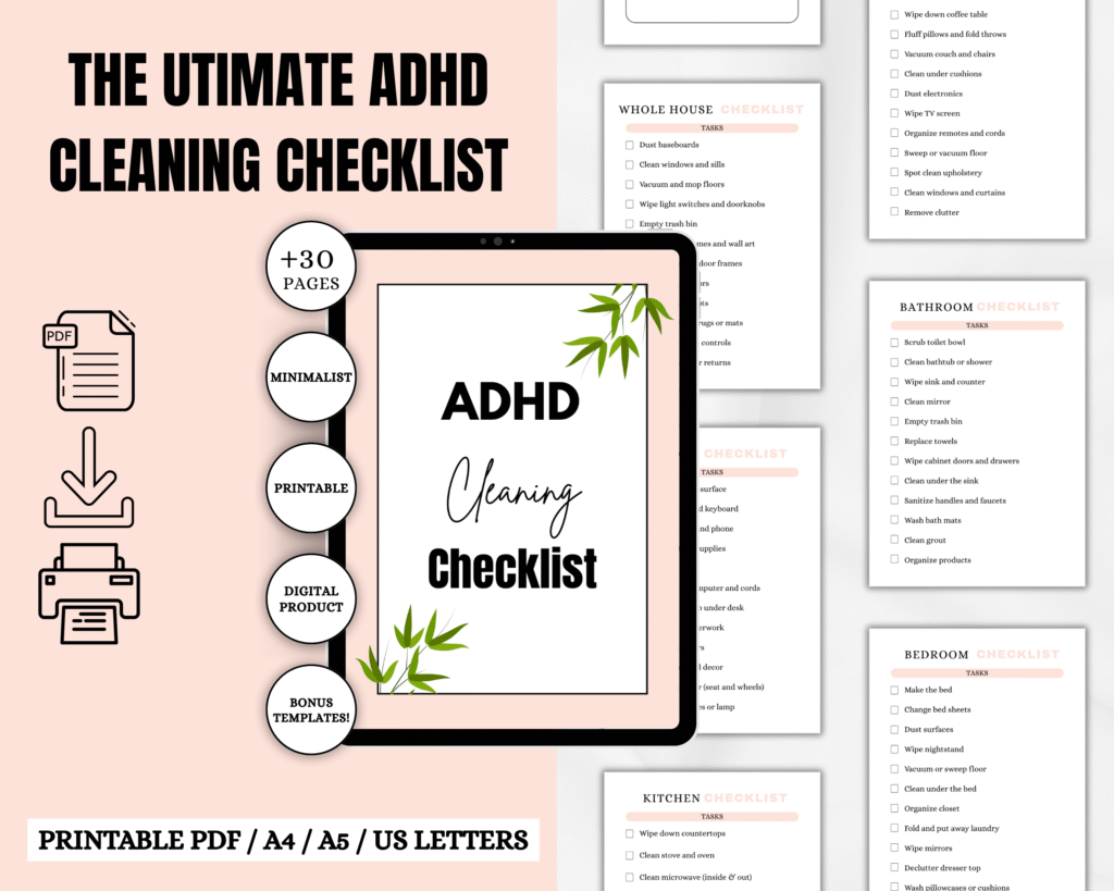 Printable ADHD Cleaning Checklist